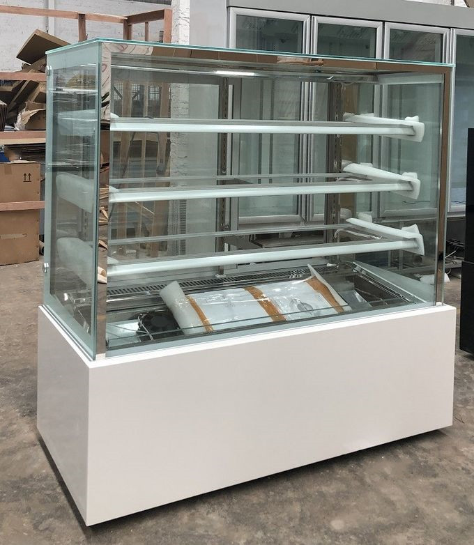 4 Layers Bakery Glass Showcase , 6ft Square Glass Sweet Display Case