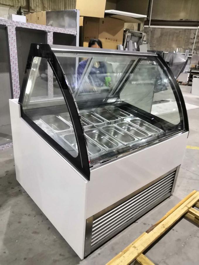 Curved Glass Door Ice Cream Refrigerator Frozen Popsicle Display Cabinet