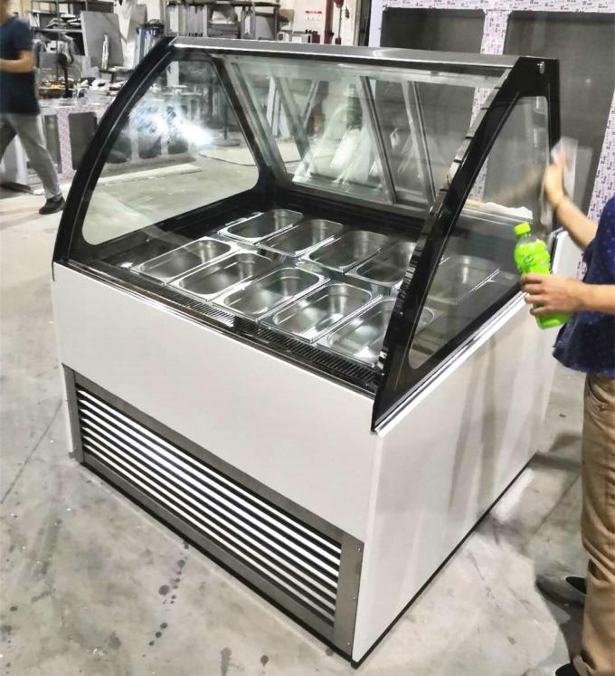 Curved Glass Door Ice Cream Refrigerator Frozen Popsicle Display Cabinet