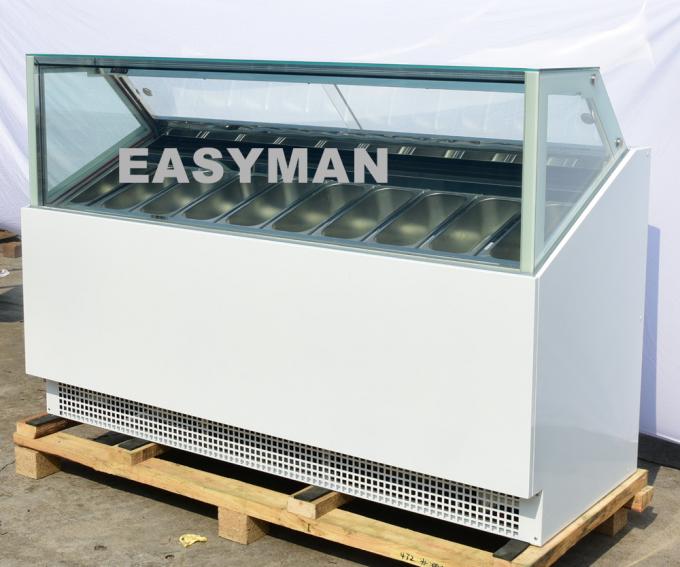Stainless Steel Frozen Ice Cream Showcase Gelato Display Cabinet