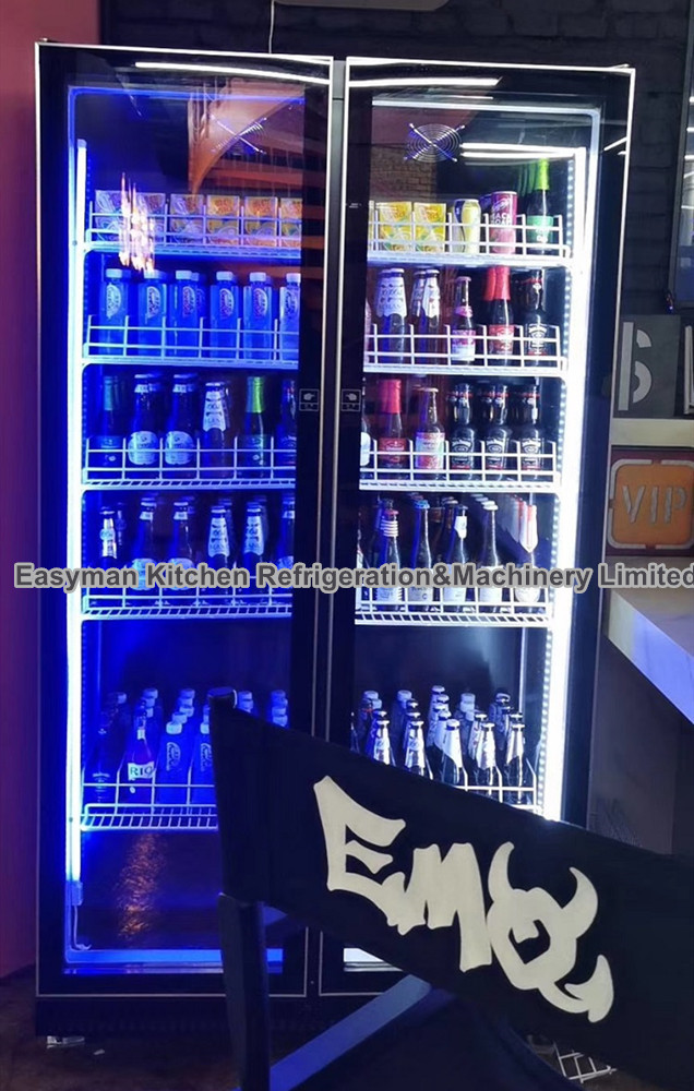 Double Door Upright Display Fridge Bar Cold Drink Beer Display Cooler ...