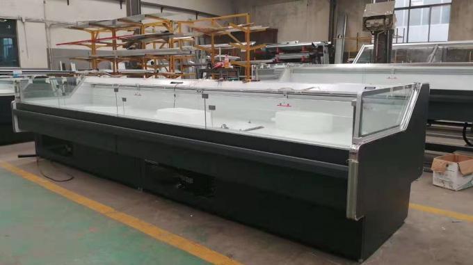 Supermarket top open counter chiller, Fresh meat sushi display cooler ...