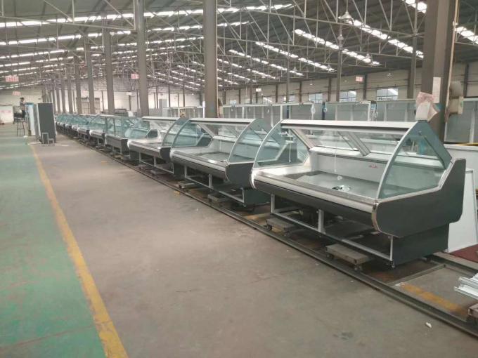 Supermarket top open counter chiller, Fresh meat sushi display cooler ...