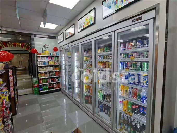 Convenience Store Glass Door Upright Display Fridge Cooler For Beverage ...