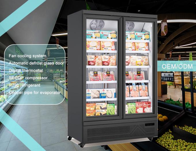 -22C Commercial upright dynamic cooling double 2 glass door freezer ...
