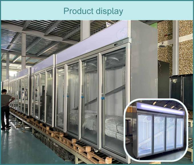 Commercial Vertical Meat Freezing Display Case 4 Glass Doors Freezer