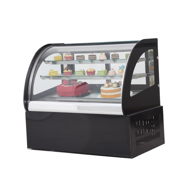 Curved Glass Mini Cake Showcase , Fan Cooling Bakery Display Showcase