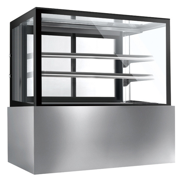 5ft Square Refrigerated Pastry Showcase , Glass Door Cake Display Fridge