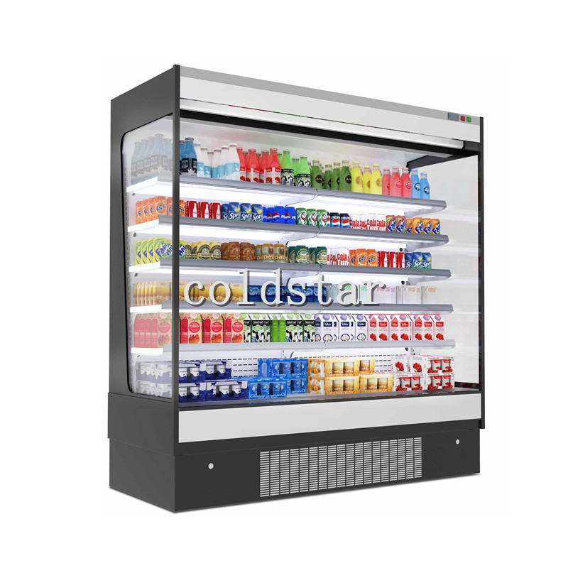 Supermarket milk chiller open multi-deck refrigerator fruit display ...