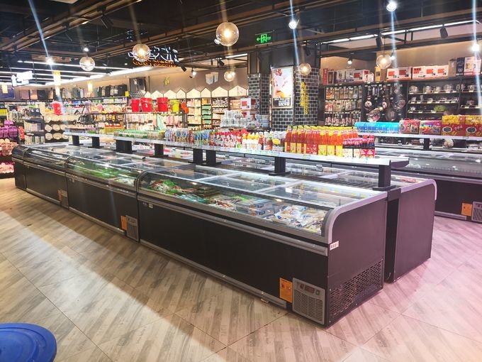 Supermarket Refrigerator Food Frozen Meat Display Island Freezer With ...