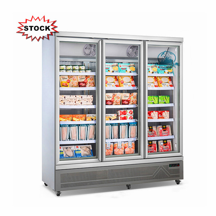 Cold Drink&Ice Cream Upright Display Deep Freezer with Fan Cooling System
