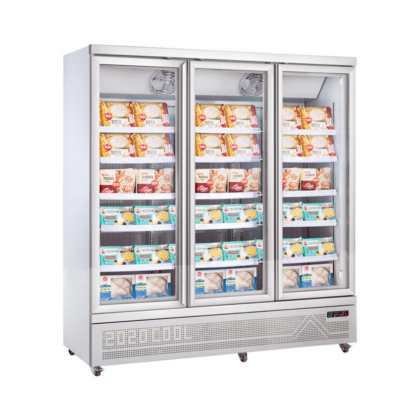 220V Glass Door 1000 Liter Upright Freezer Refrigerator Display Case ...