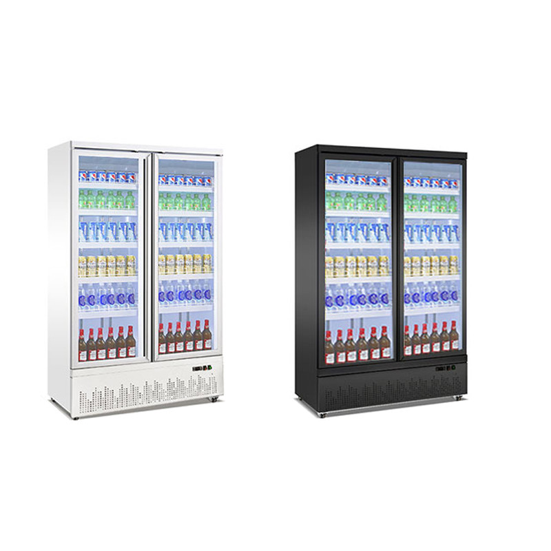 Beer Vertical Glass Showcase Double Door Beverage Refrigerator Chiller